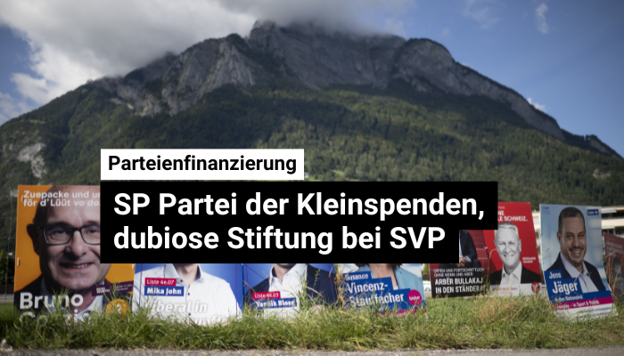 Parteienfinanzierung: SP Partei der Kleinspenden, dubiose Stiftung bei SVP