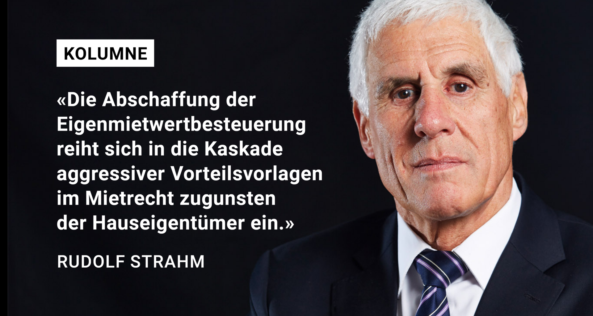 Rudolf Strahm: «Die Abschaffung der Eigenmietwertbesteuerung reiht sich ...
